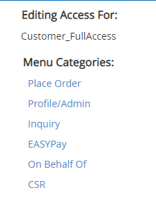 Editing Access of the User’s Menu