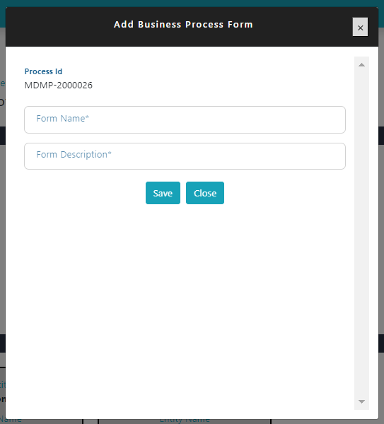 “Add Business Process Form” widget